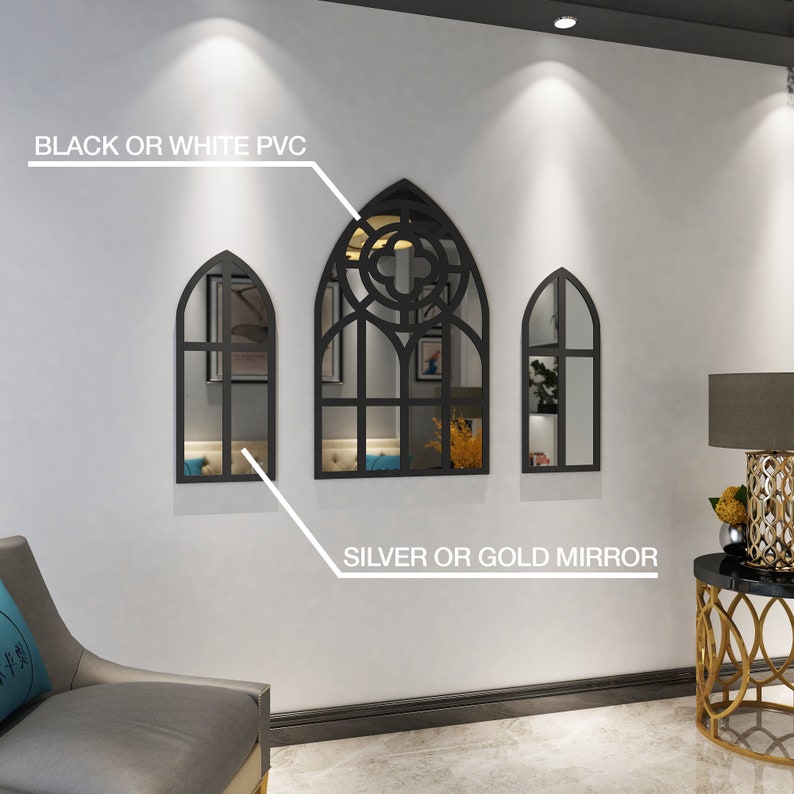 Gothic Medieval Mirrors Arches, Cathedral Style Arch, Gotic Room Wall ...