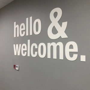 Hello & Welcome, Office, Wall, Art, Decor, 3D, PVC, Typography ...