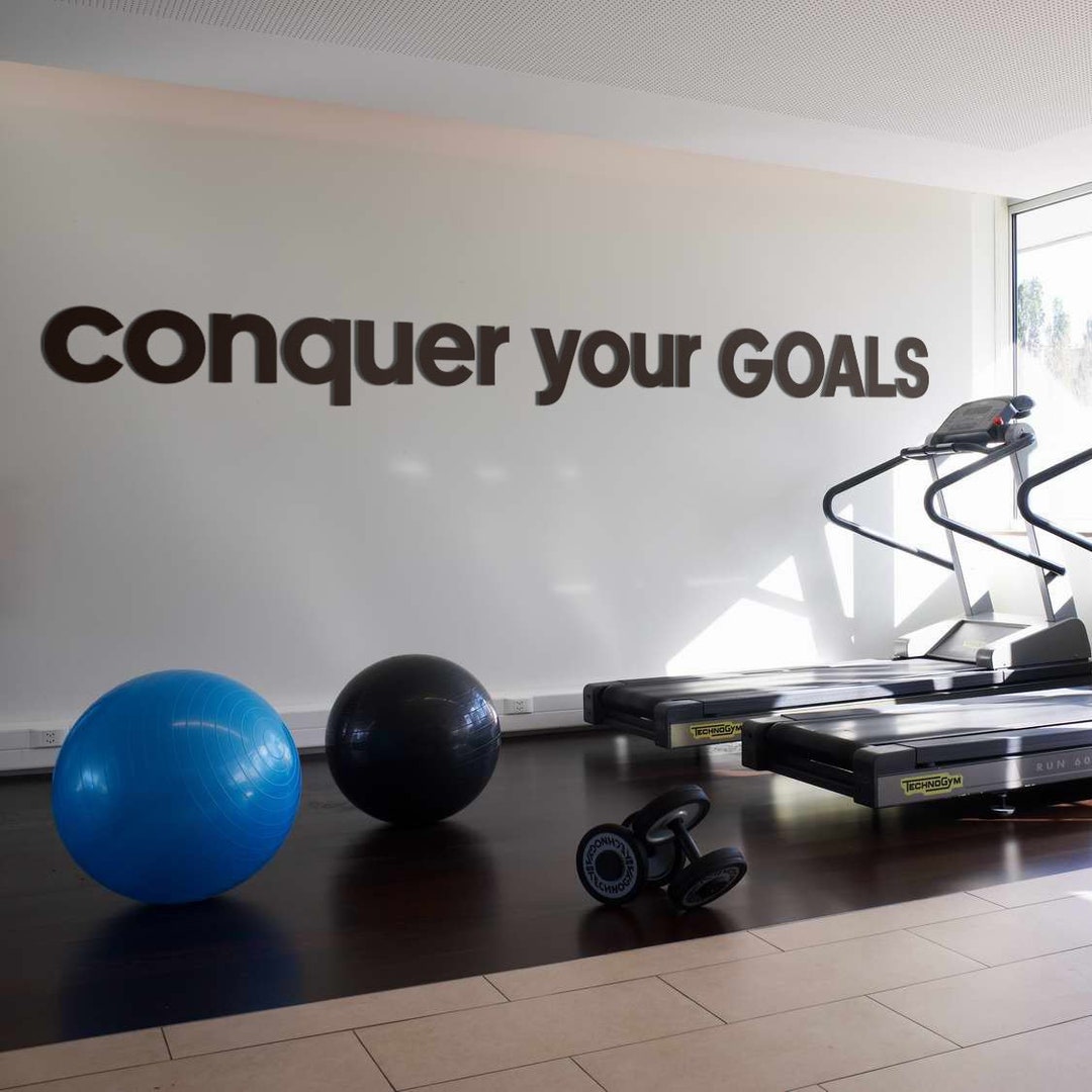 Fitness Motivation Decoration Quote - Conquer Your Goals - 3D ...