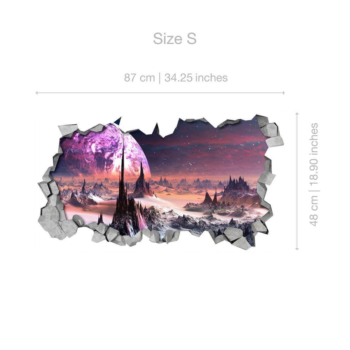 Alien Planet 3D Wall Decor Broken Wall Decal Wall Sticker - Etsy