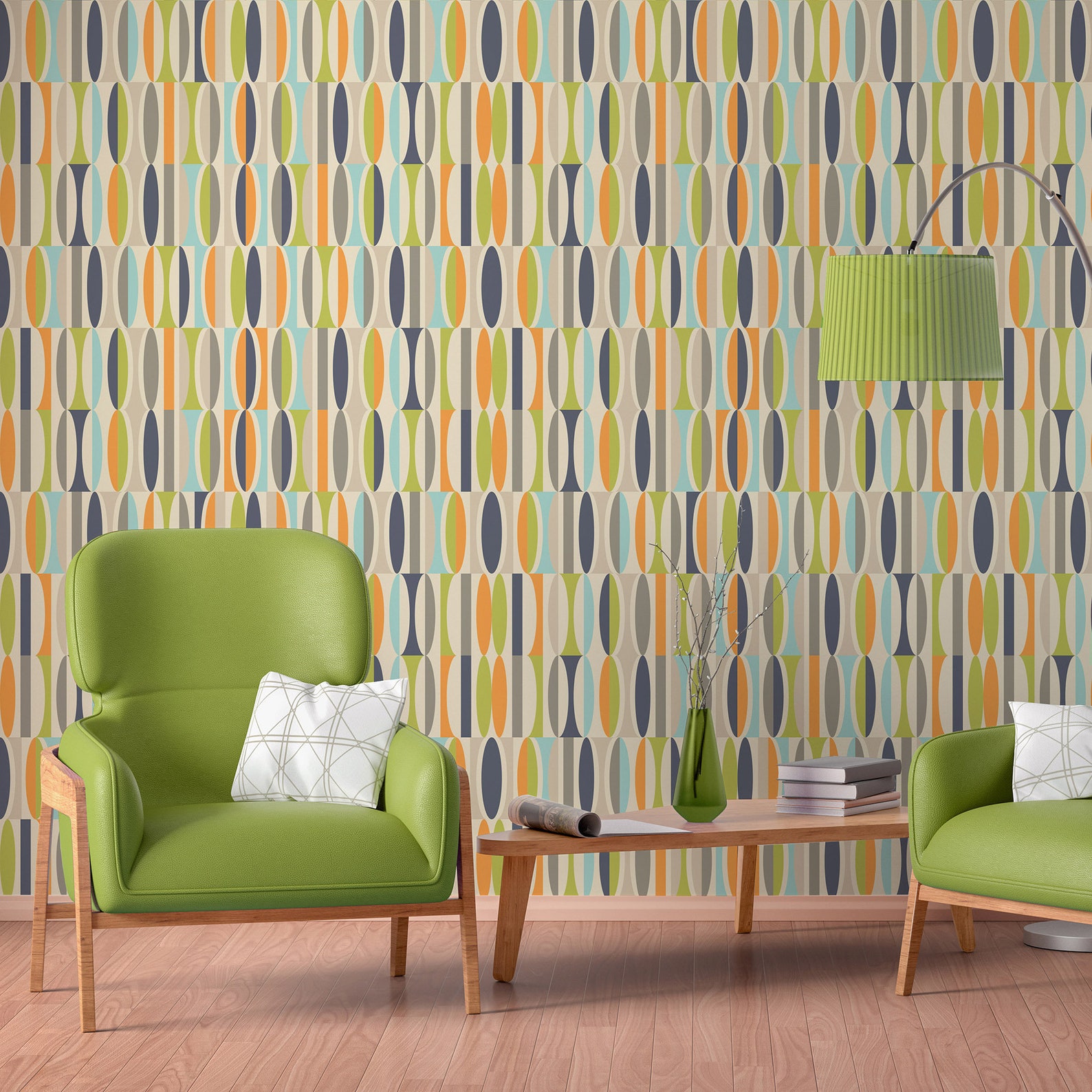 Mid Century Elipse Small Pattern Wall Art Mid Century - Etsy