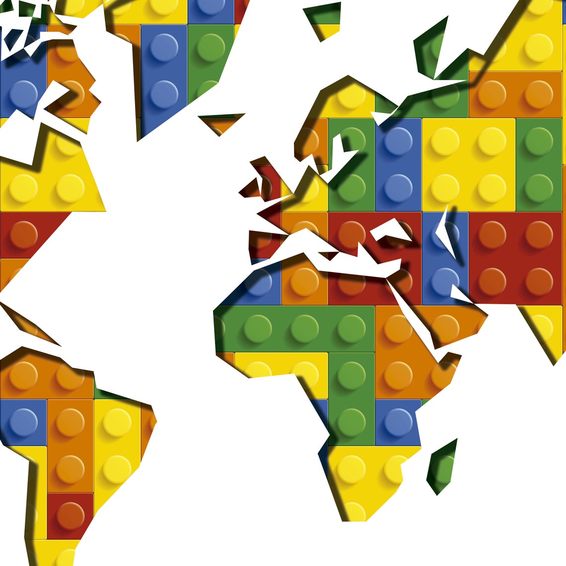 World Map Playroom Building Blocks Bricks Kids Decor Wall - Etsy