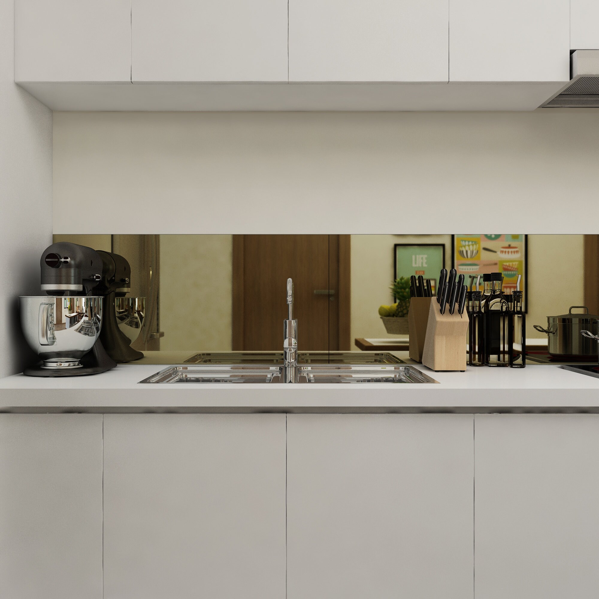Splashback Gold Mirror, Backsplash Easy Fit, Kitchen Panels With ...