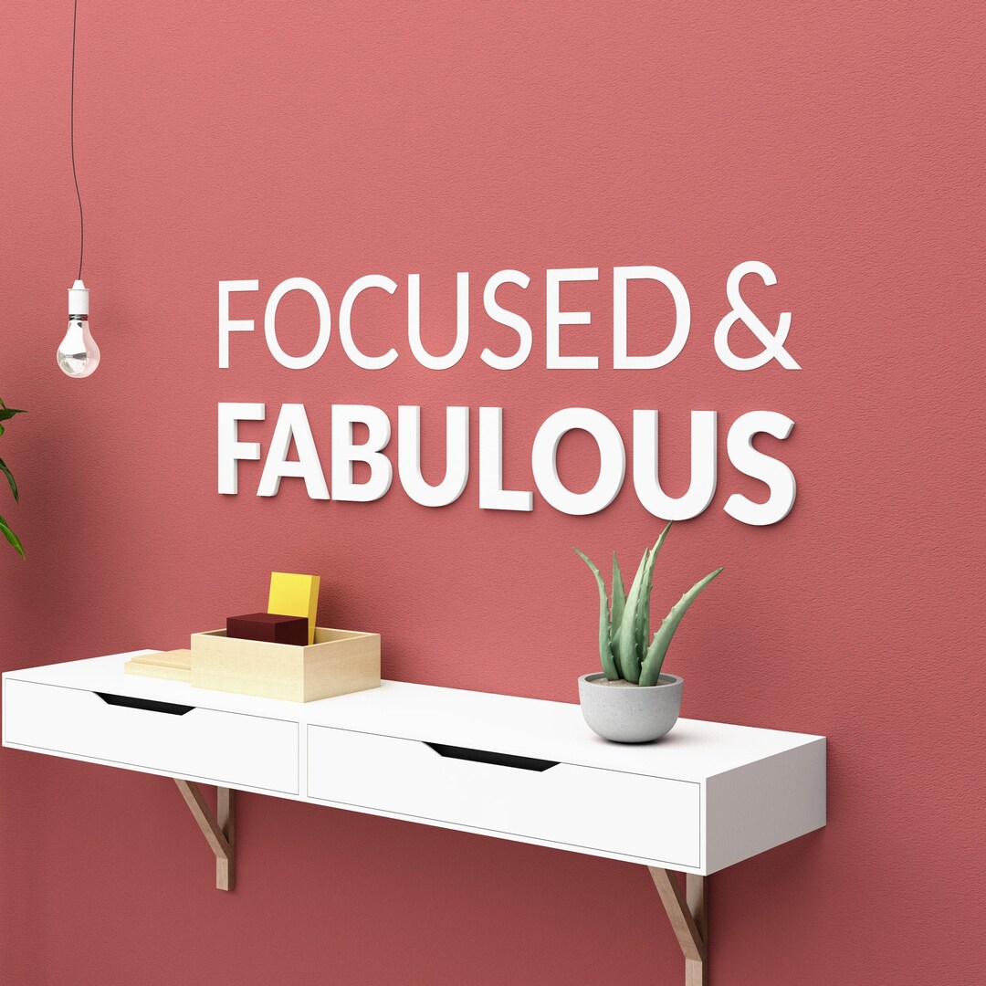 Office Decor for Girl Boss, Focused & Fabulous, Inspirational Quotes ...