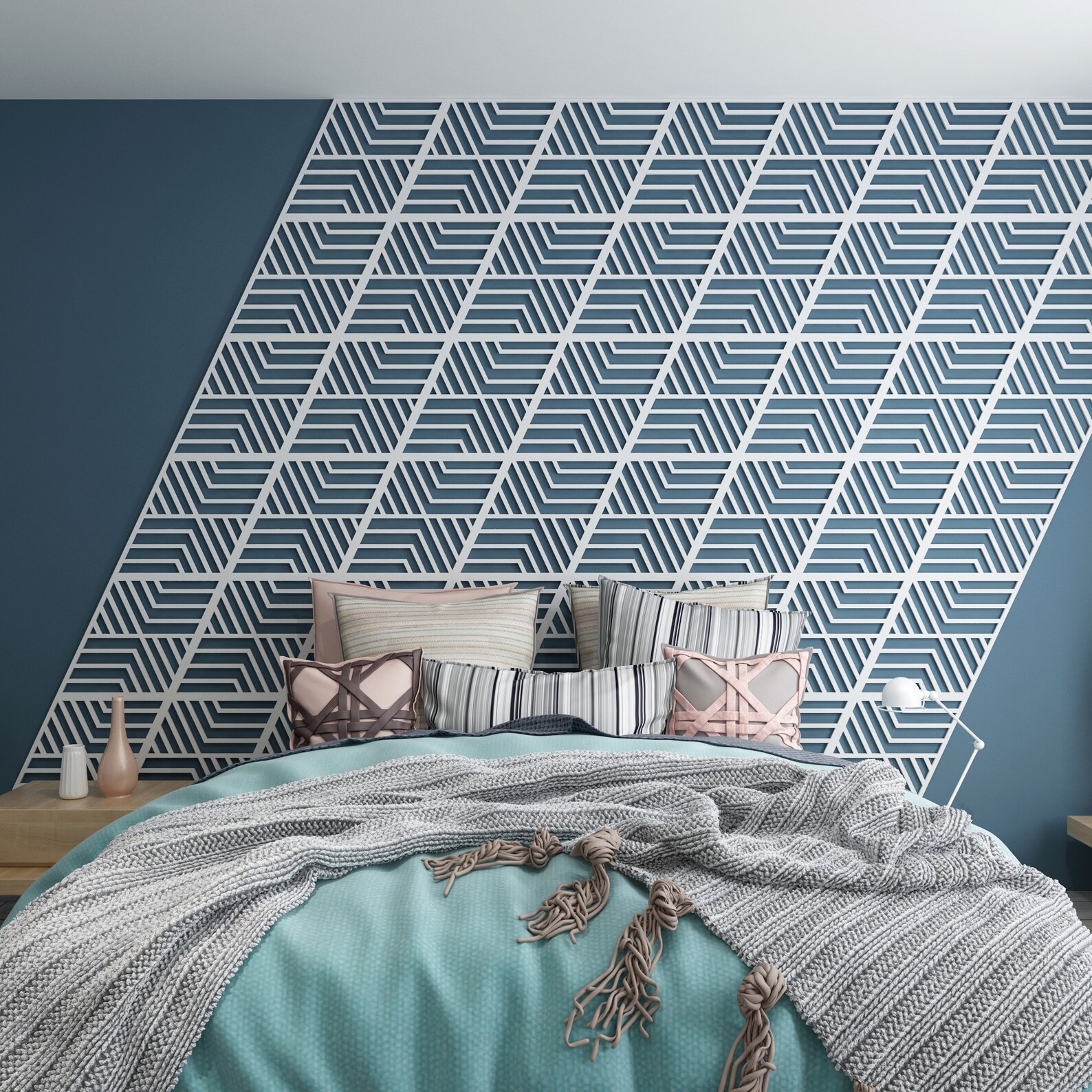 Parallelogram Wall Decor, 3D Wall Art, 3D Pattern Geometry Hexagon ...