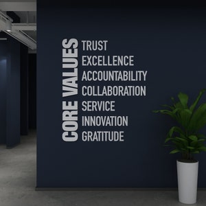 Core Values, Wall Decal Office Decor Sticker, Inspiring Motivational ...