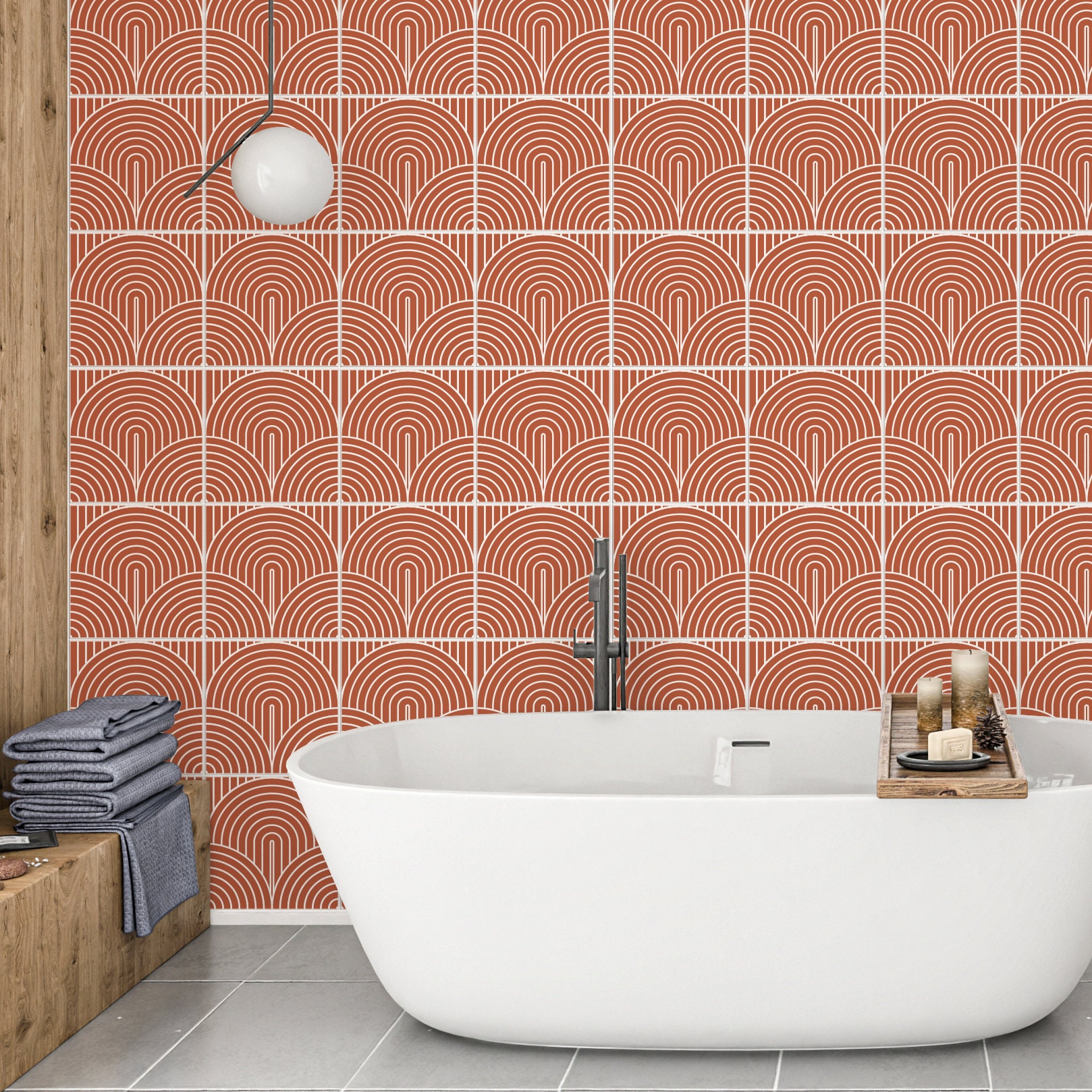 Red Zen Garden Tile Decals, Boho Raibow Tile Stickers, Peel & Stick ...