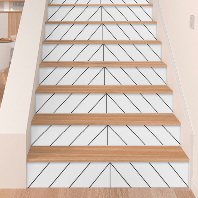 White Stair Riser Black Stair Riser Stickers Escalier Vinyl | Etsy