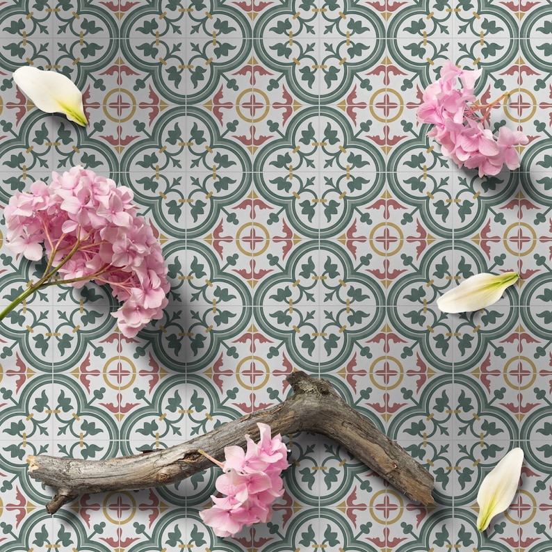 Florent Tile Sticker, Cement Tile Sticker for DIY Tiles, Home Makeover ...