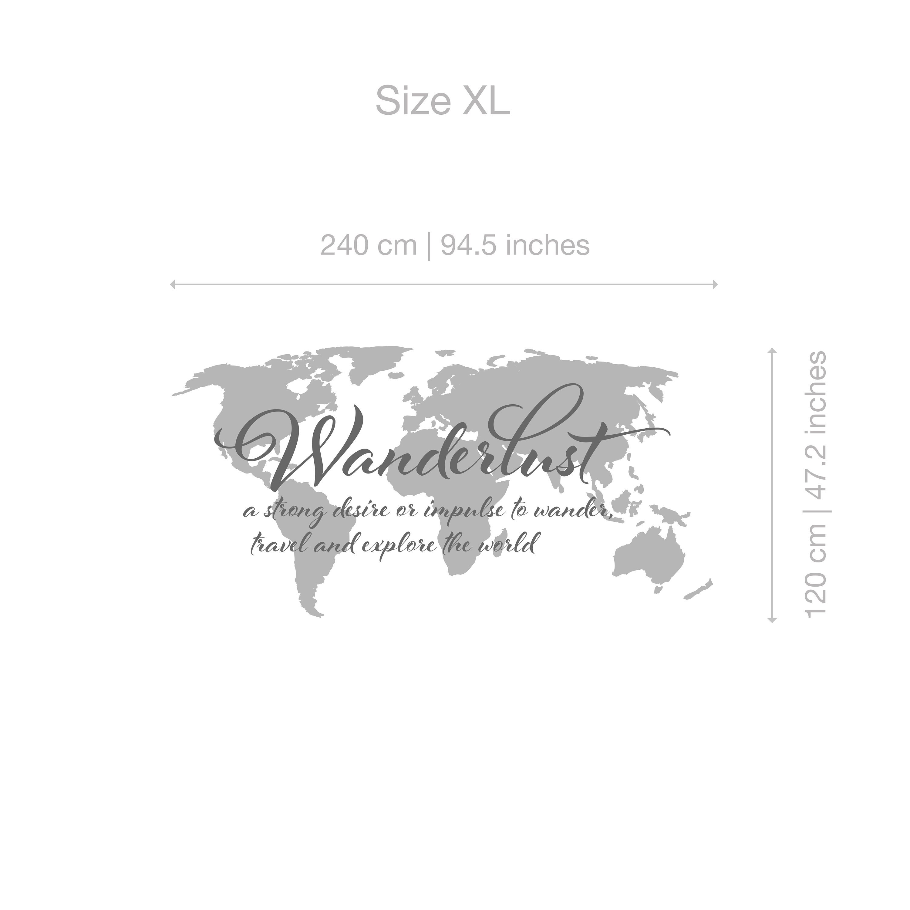 Wanderlust World Map Decal - Large World Map Vinyl Wall Sticker - World ...