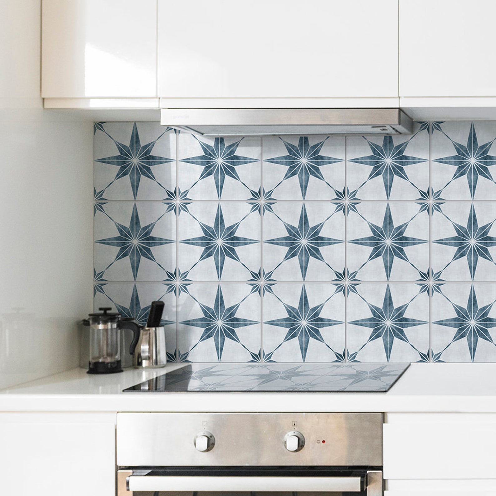 Blue Stars Backsplash Decals, Crédence Adhésive, Kitchen Decor, Peel ...