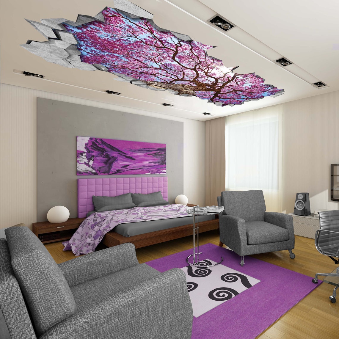 Sakura Cherry Tree Ceiling 3d Wallpaper 3d Wall Decals - Etsy Canada