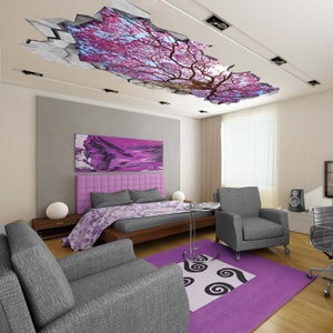 Sakura Cherry Tree Ceiling 3d Wallpaper 3d Wall Decals - Etsy