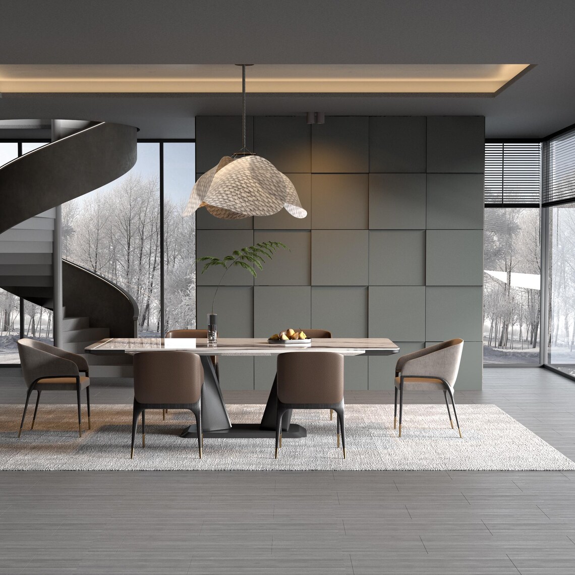Middle Grey Modular Squares, 3D Modern Wall Panels, Large Wall Panels ...