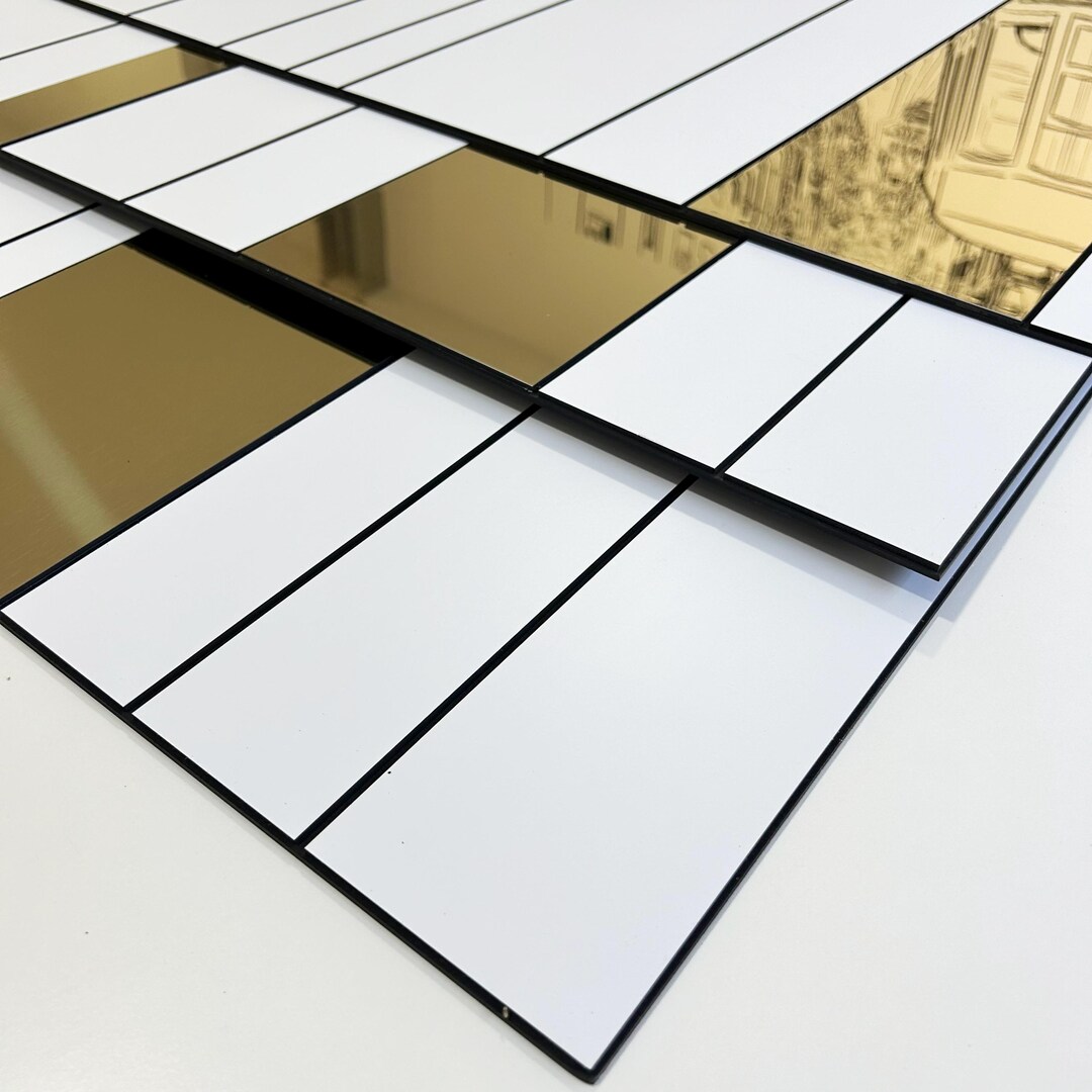 White and Gold Mirror Decorative Panels With Small Defects, Pack of 12 ...