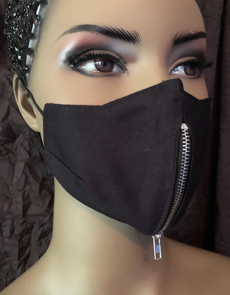 Black Vertical Zipper Face Mask | Etsy