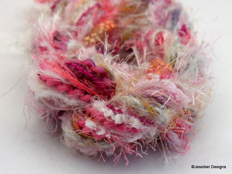Small Art Fiber Bundle Pretty in Pink, 13 Yards of Novelty Yarns ...