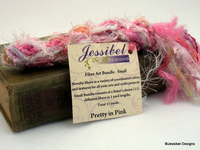 Small Art Fiber Bundle Pretty in Pink, 13 Yards of Novelty Yarns ...