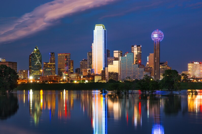 Dallas Skyline Wall Art DFW Skyline Print Dallas Cityscape - Etsy