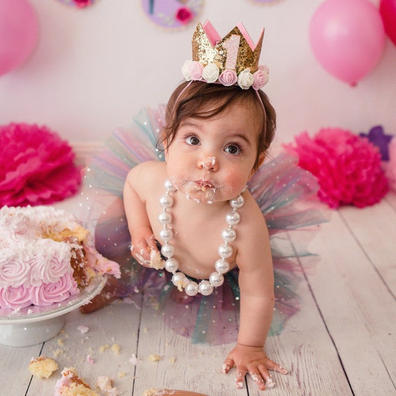 Birthday Crown CUSTOM DESIGN 1st Birthday Cake Smash Outfit First Birthday Crown Flower Crown Glitter Crown Baby Birthday Crown Etsy UK