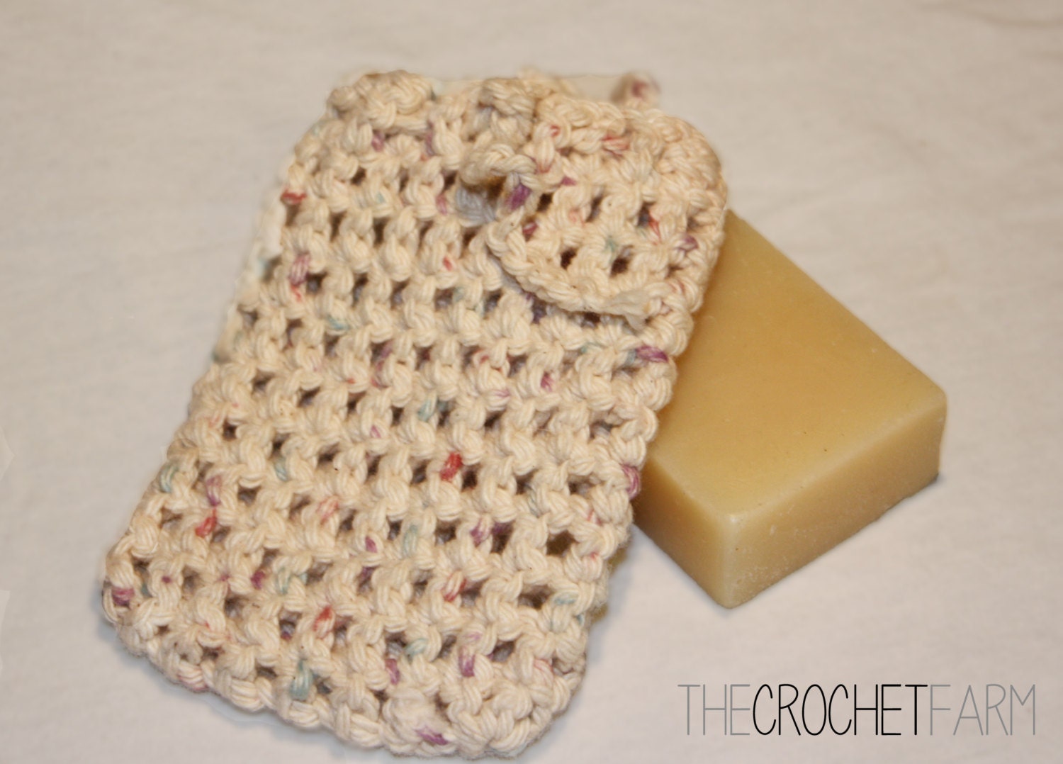 All Cotton Neutral Color Crocheted Soap Bag, Soap Saver, Pouch, Eco ...