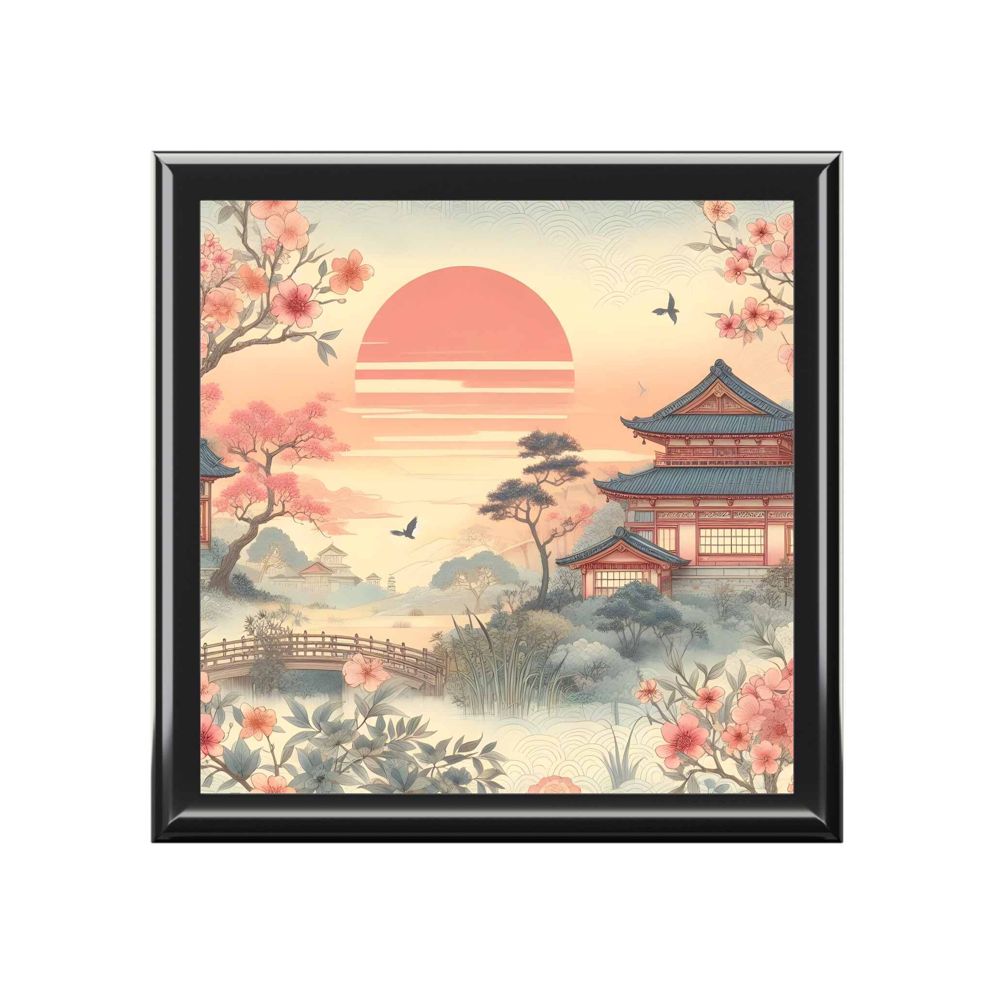 Japanese Style Jewelry Box. Jewelry Box With Sunset. Home Decor ...