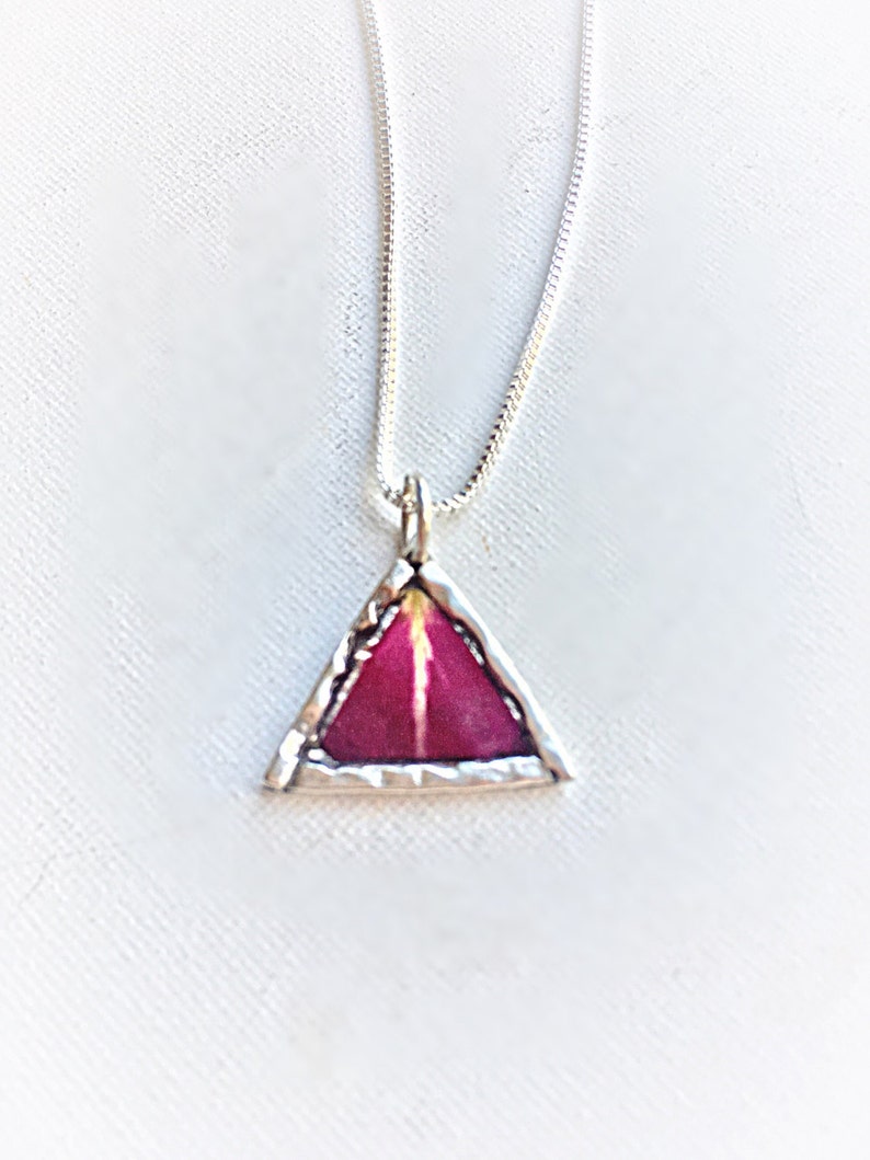 Natural Rose Petal Sterling Silver Triangle Pendant Necklace - Etsy