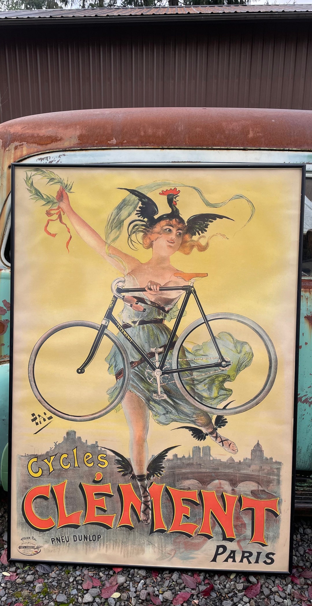 Clement Cycles Paris Poster Framed With Cover Sheet. Huge Size! - Etsy