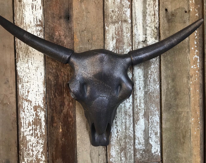 Longhorn Skull and Horns Made of Heavy Resin Cast Painted to Look Metal ...