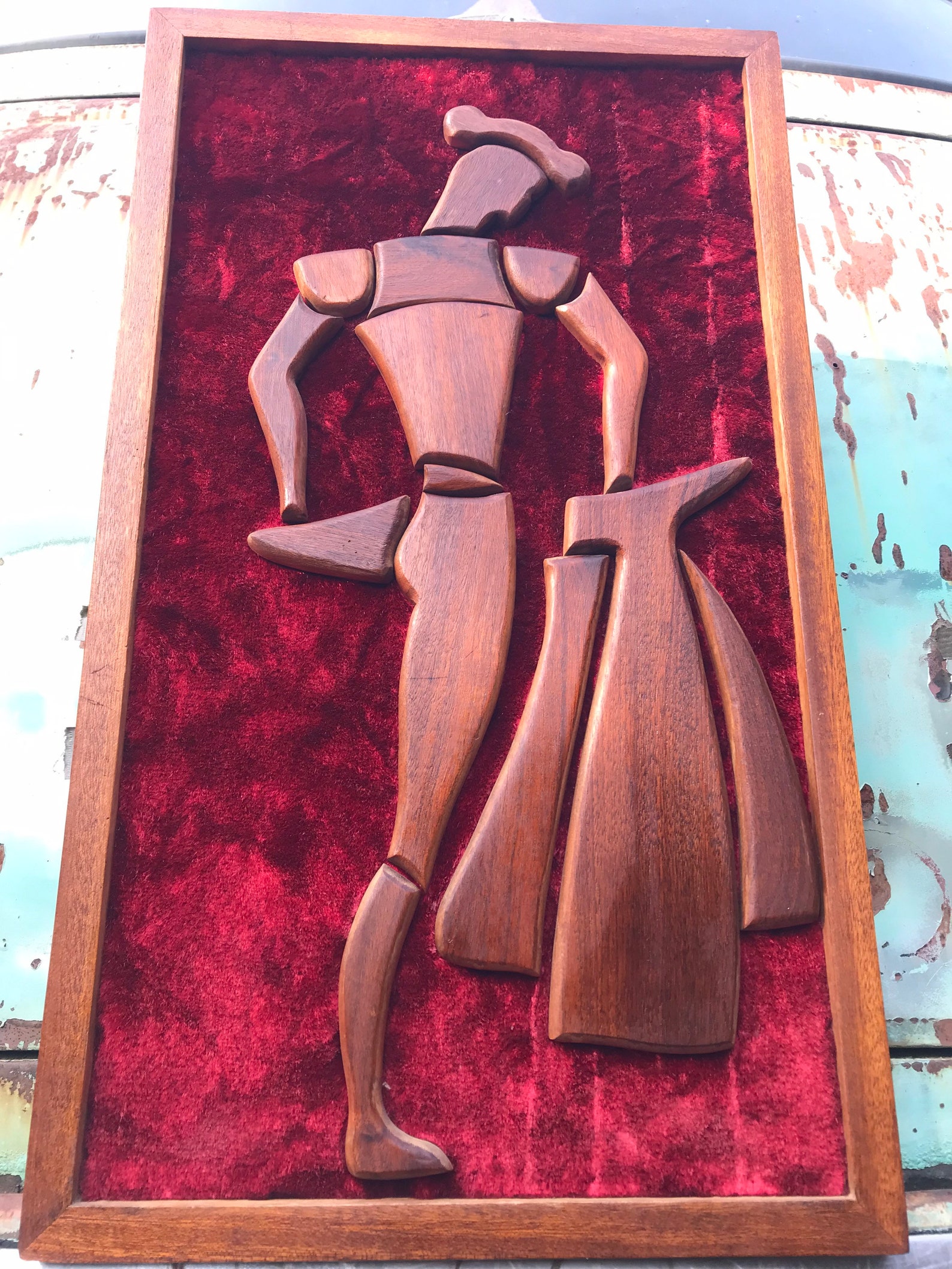 Original 1960s Mid Century Modern Wood Matador on Velvet Hand - Etsy
