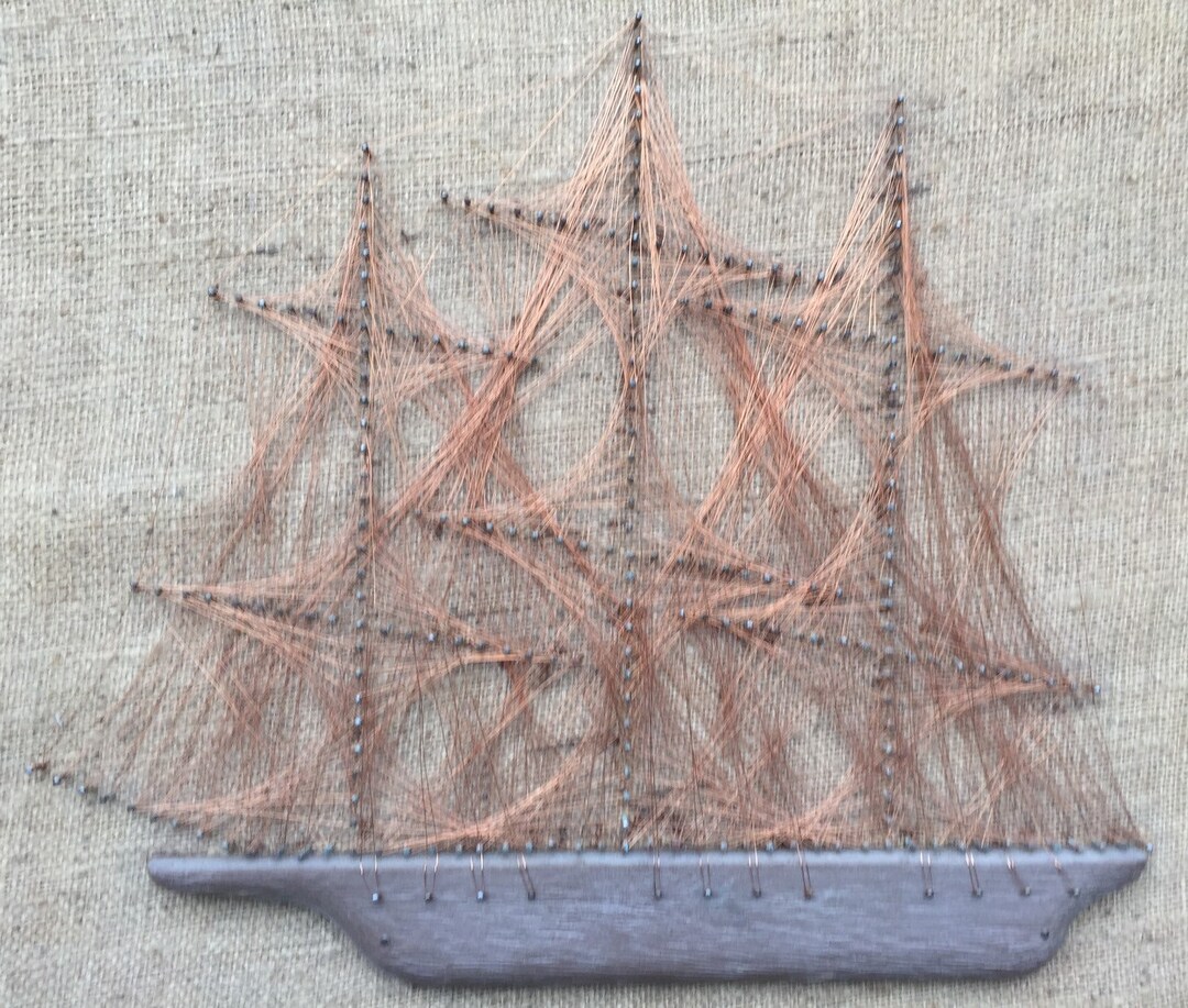 Vintage Copper Wire Pirate Ship Schooner Art Picture - Etsy