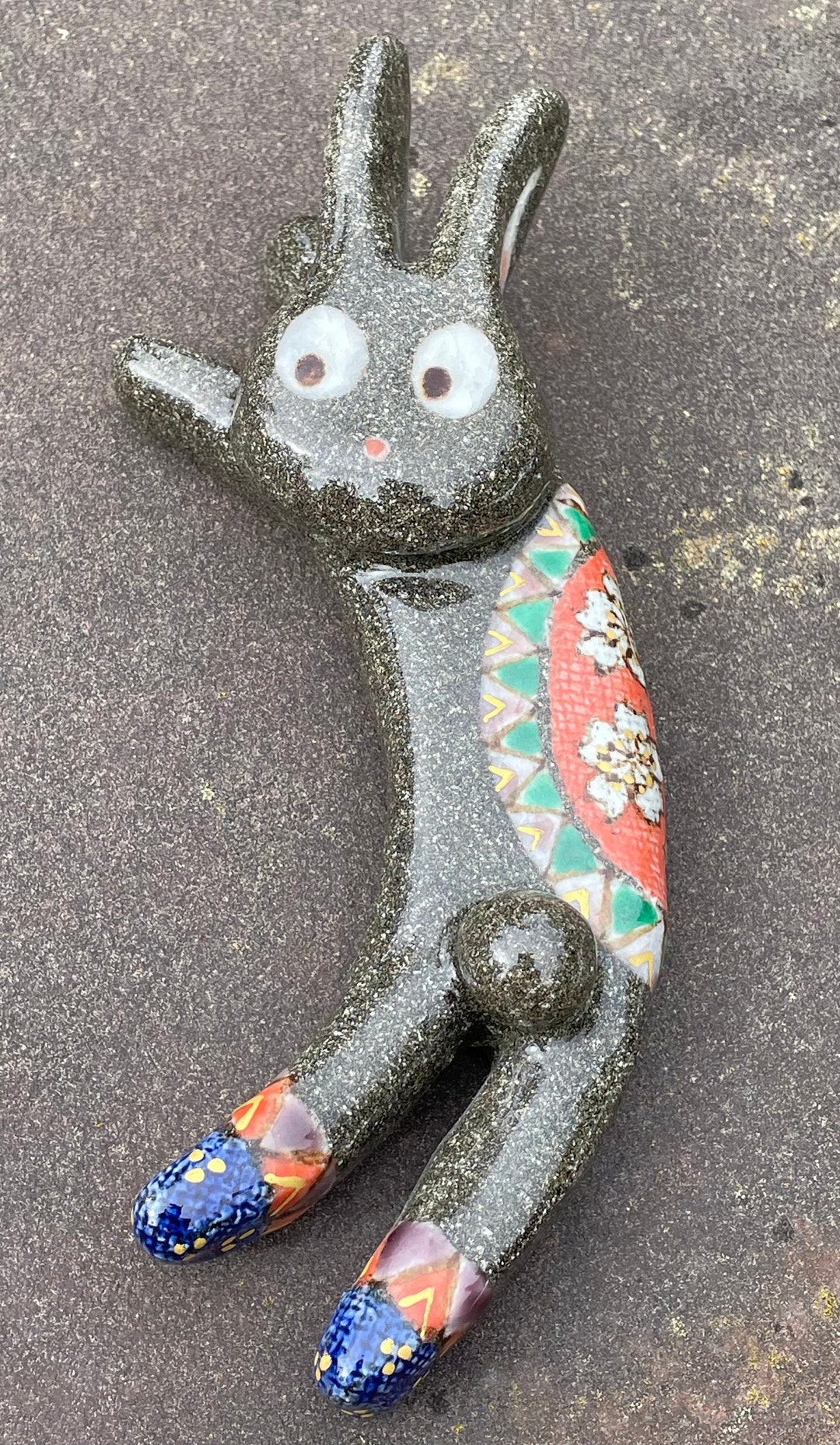 Hand Made Folk Art Glazed Rabbit Sculpture. - Etsy