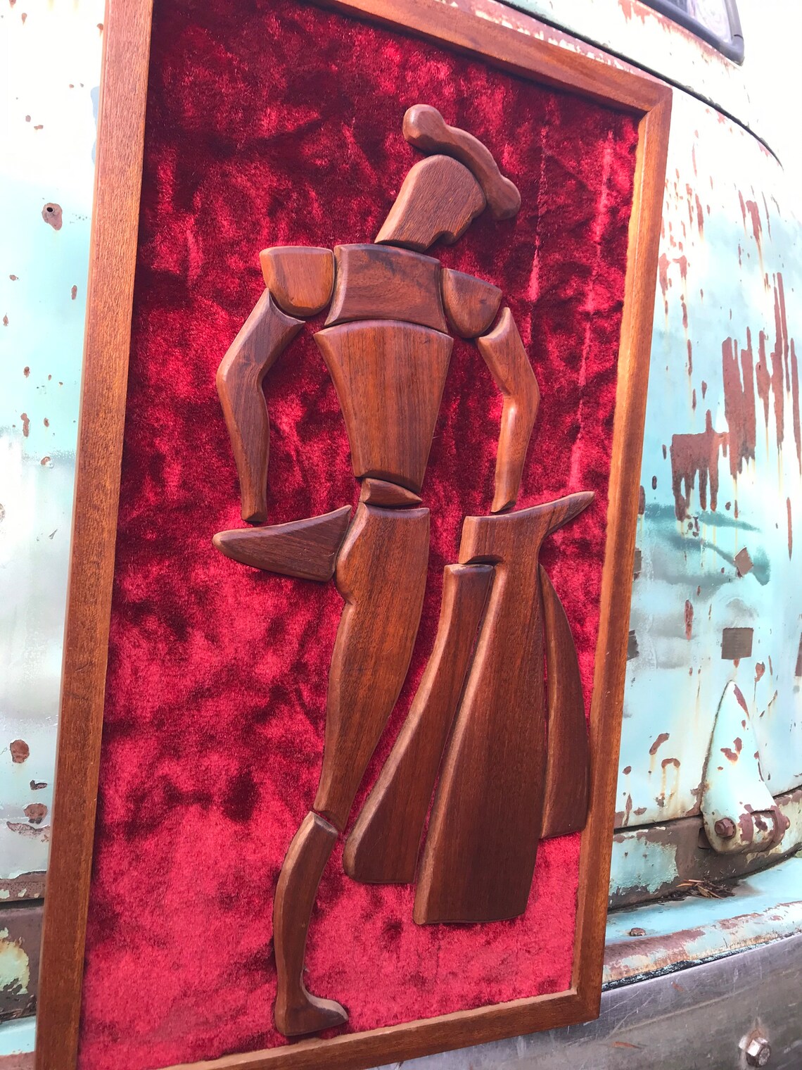 Original 1960s Mid Century Modern Wood Matador on Velvet Hand - Etsy