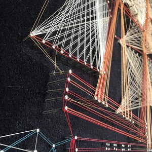 Original MCM 1960’s Large Thread Art Ship Wall Art Piece. - Etsy