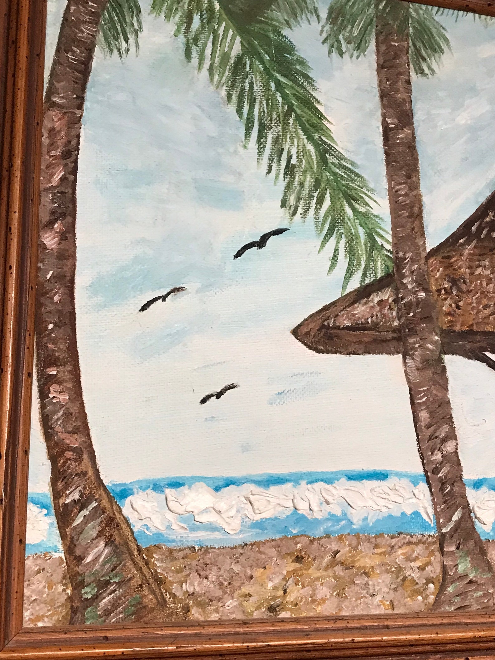 Tropical Beach Hut Scene Framed Oil Painting - Etsy