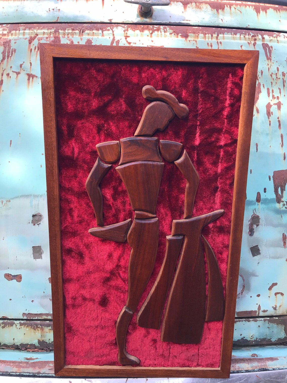 Original 1960s Mid Century Modern Wood Matador on Velvet Hand - Etsy
