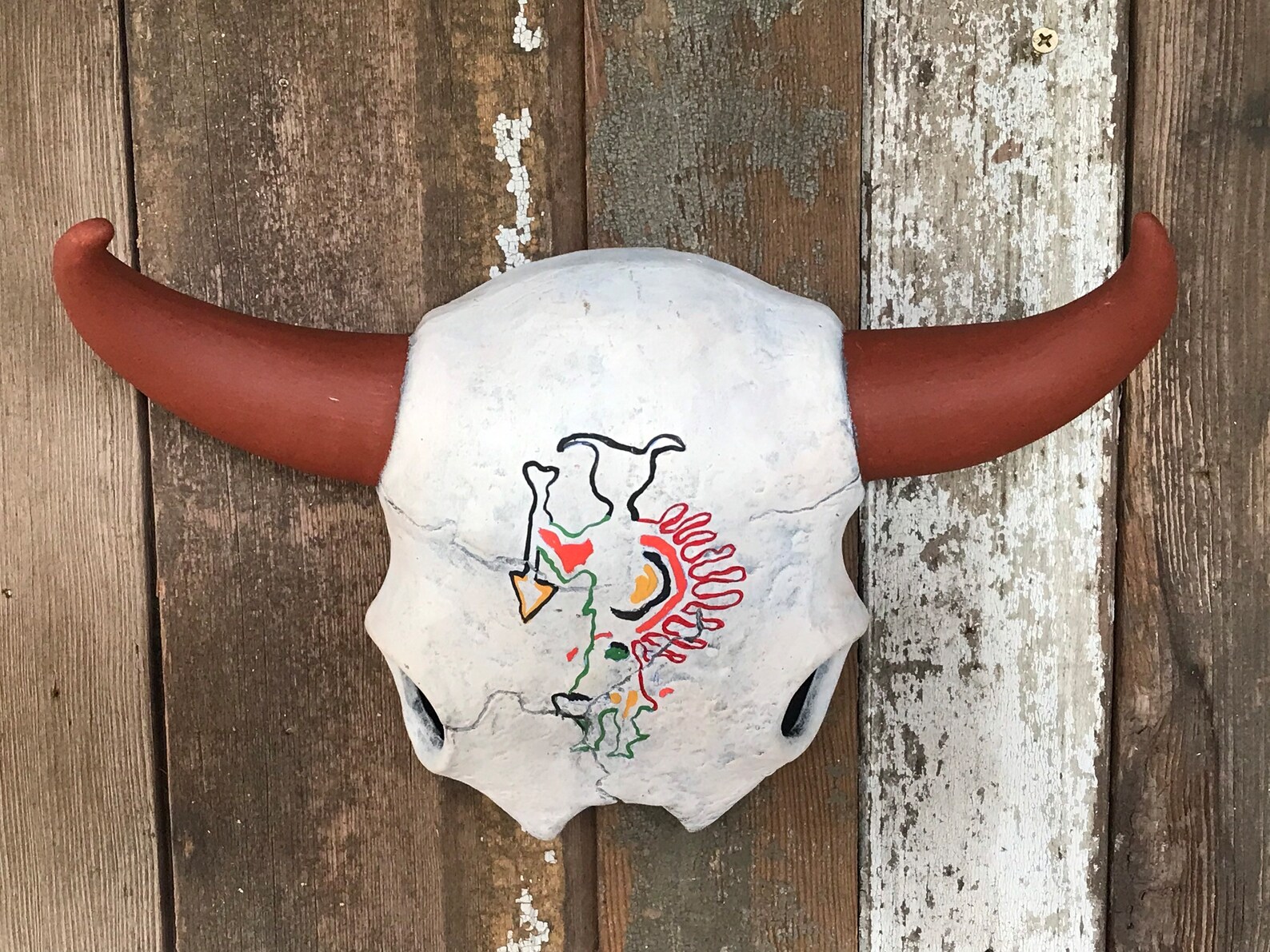 Hand Painted Longhorn Skull and Horns Made of Ceramic. - Etsy