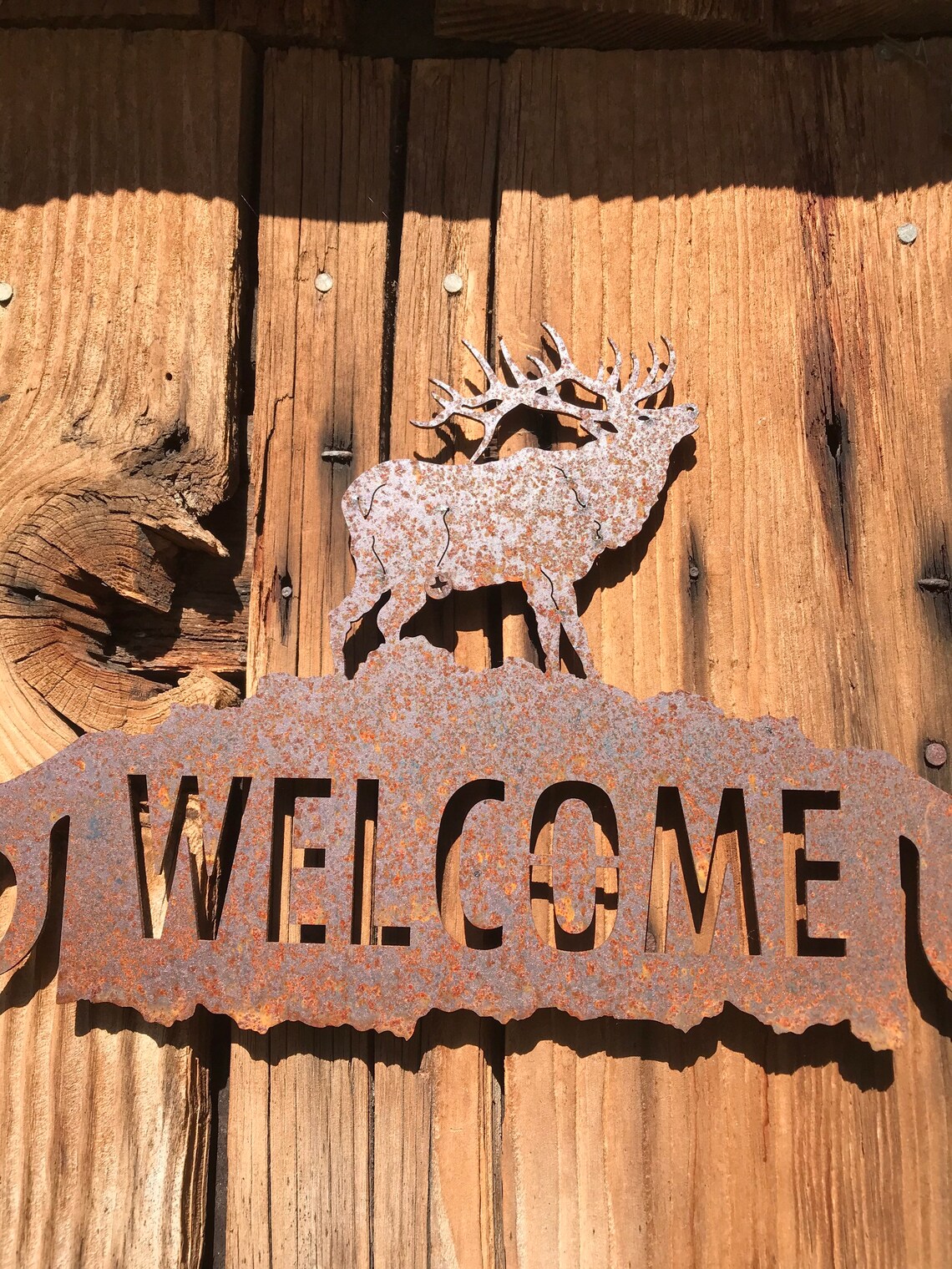 Metal Laser Cut elk With Antlers Welcome Sign | Etsy