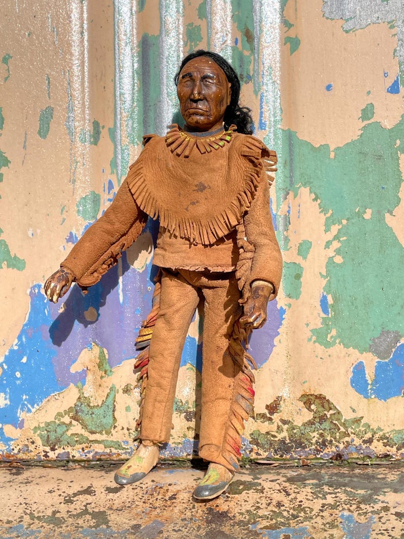 Vintage Iroquois Chief Dekanawida Doll: Native American Leather Outfit ...