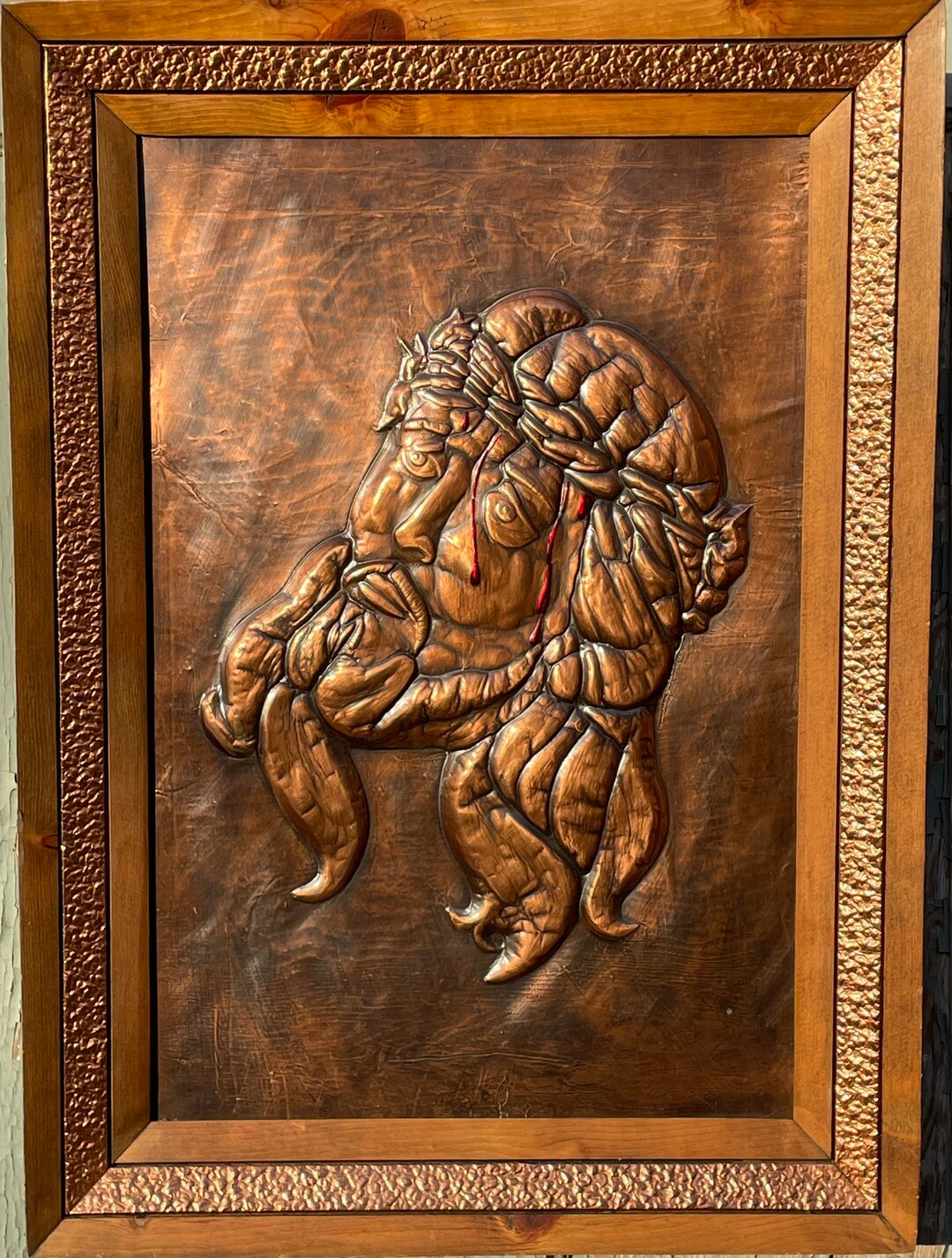 Jesus - Copper Art Framed Picture With Inlays. Very Nice Large Picture ...