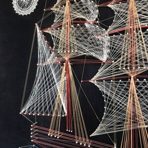 Original MCM 1960’s Large Thread Art Ship Wall Art Piece. - Etsy