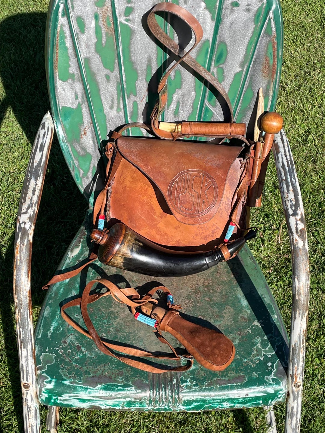 Mountain Man Leather Hunting Bags & Powder Horn With Accessories. - Etsy