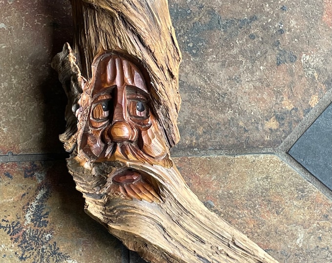 Hand Carved Wooden Face Art. - Etsy