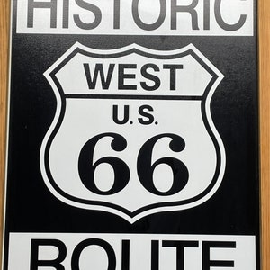 Big Historic Route 66 West Metal Sign in Wood Frame. - Etsy