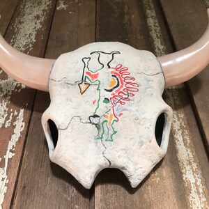 Hand Painted Longhorn Skull and Horns Made of Ceramic. | Etsy