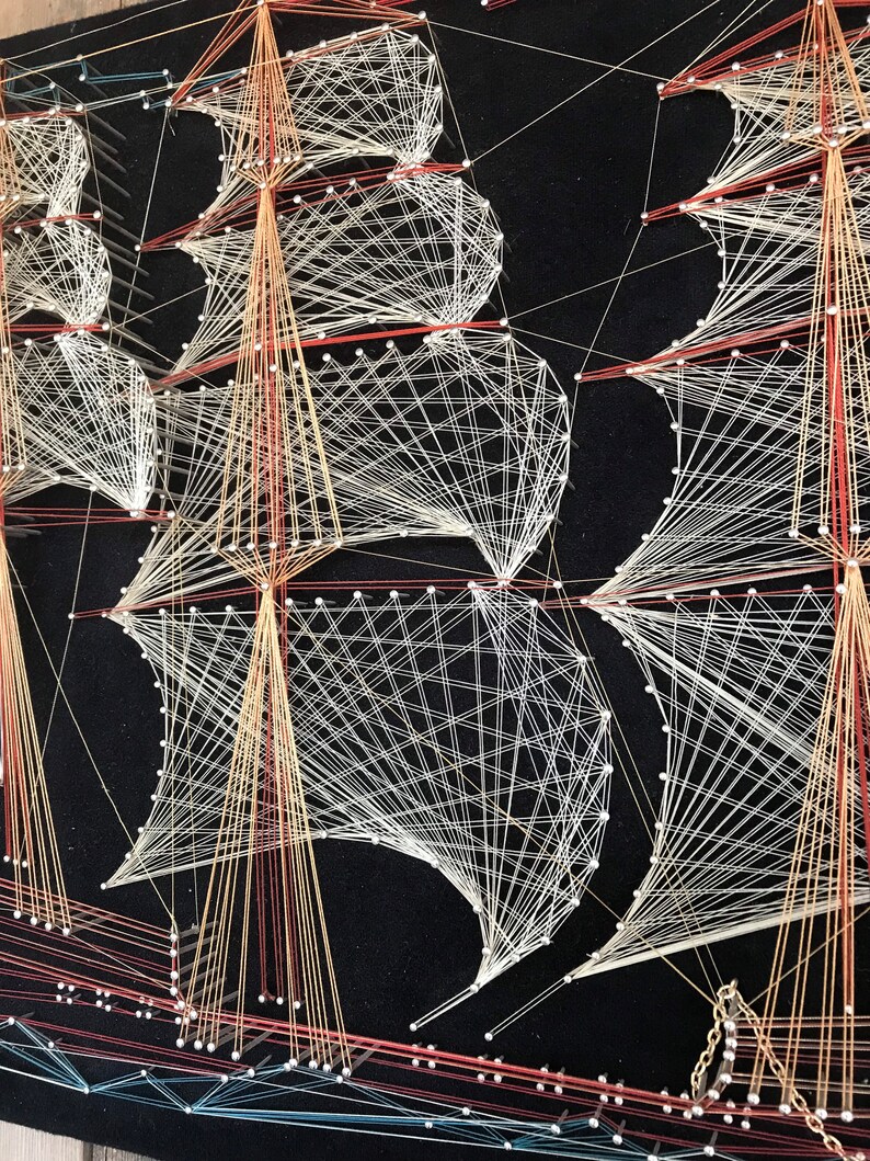Original MCM 1960s Large Thread Art Ship Wall Art Piece. - Etsy