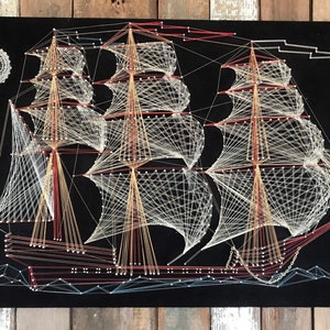 Original MCM 1960’s Large Thread Art Ship Wall Art Piece. - Etsy