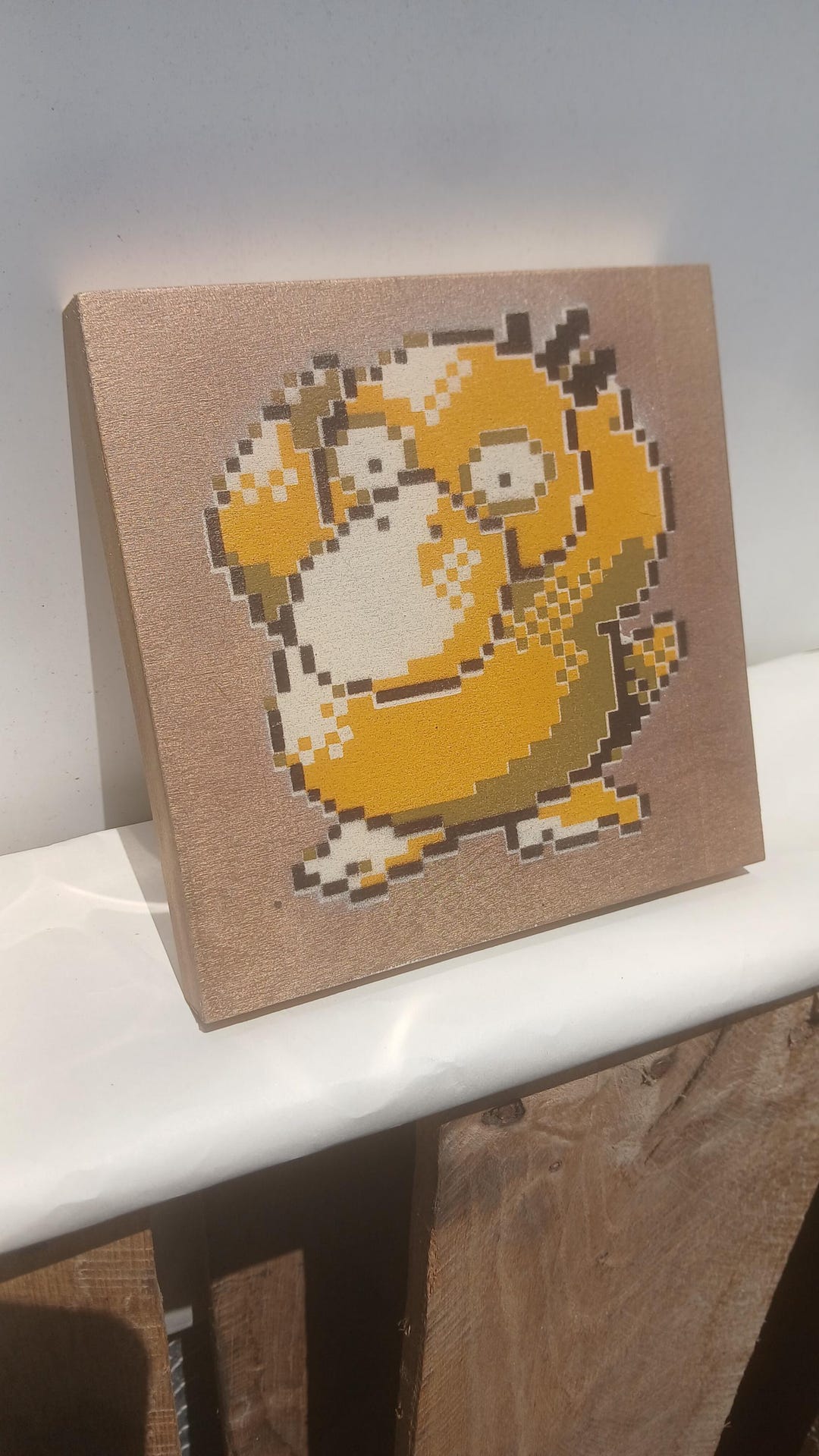 Psyduck 8-bit Edition No. 2 of 3 – Antique Gold Spray Paint Pixel Art ...