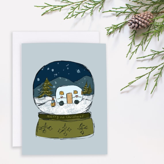 Retro Christmas Card Camping Holiday Winter Adventure | Etsy