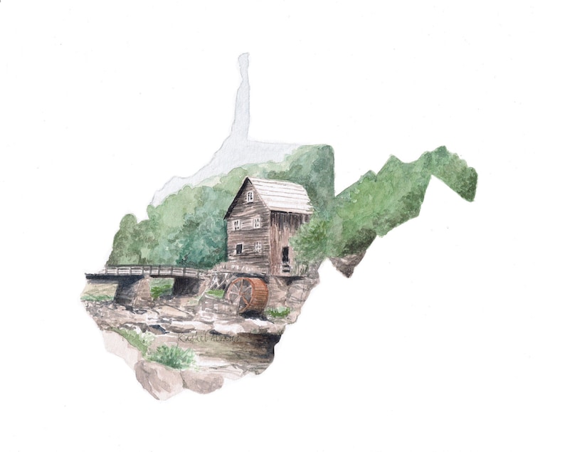 West Virginia Art Print - West Virginia Map Art - Watercolor State Art ...